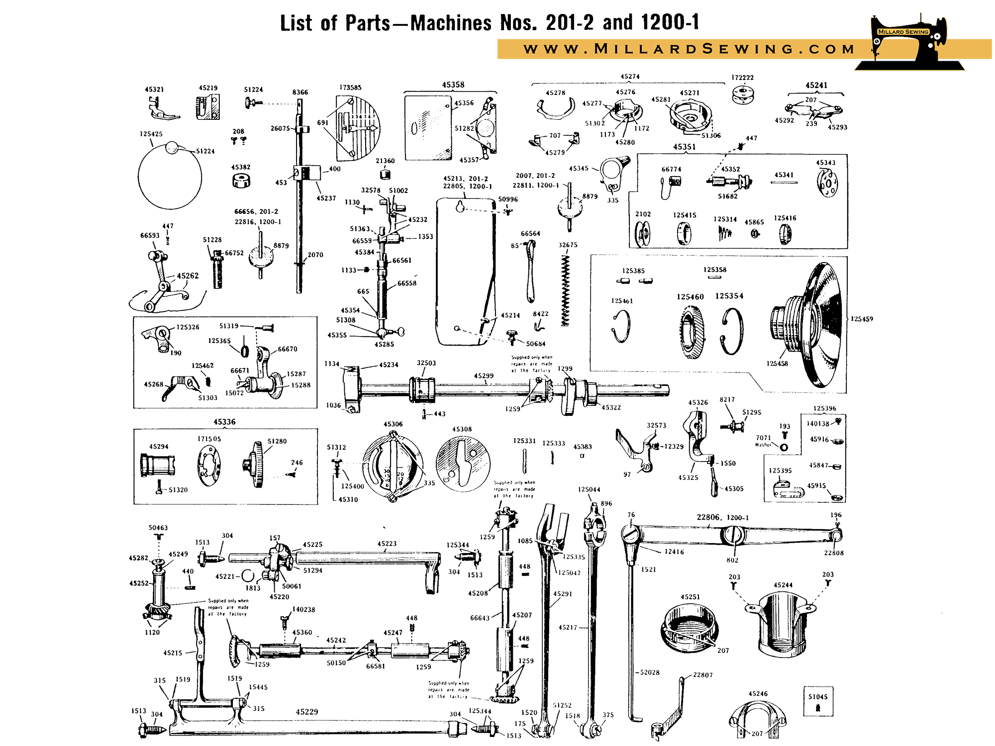 Singer 201 Parts Break Down – Millard Sewing Center