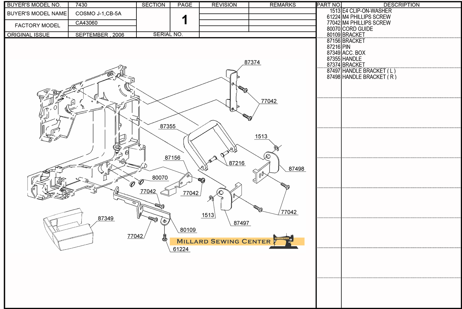 Singer 7430 Diagram 1 – Millard Sewing Center
