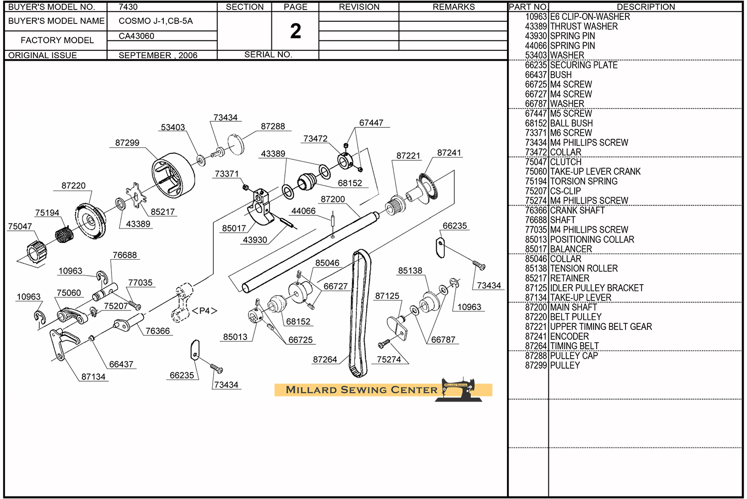 Singer 7430 Diagram 2 – Millard Sewing Center
