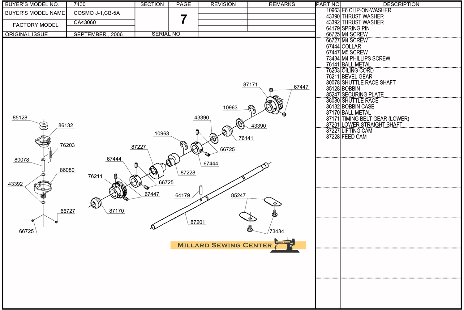 Singer 7430 Diagram 7 – Millard Sewing Center