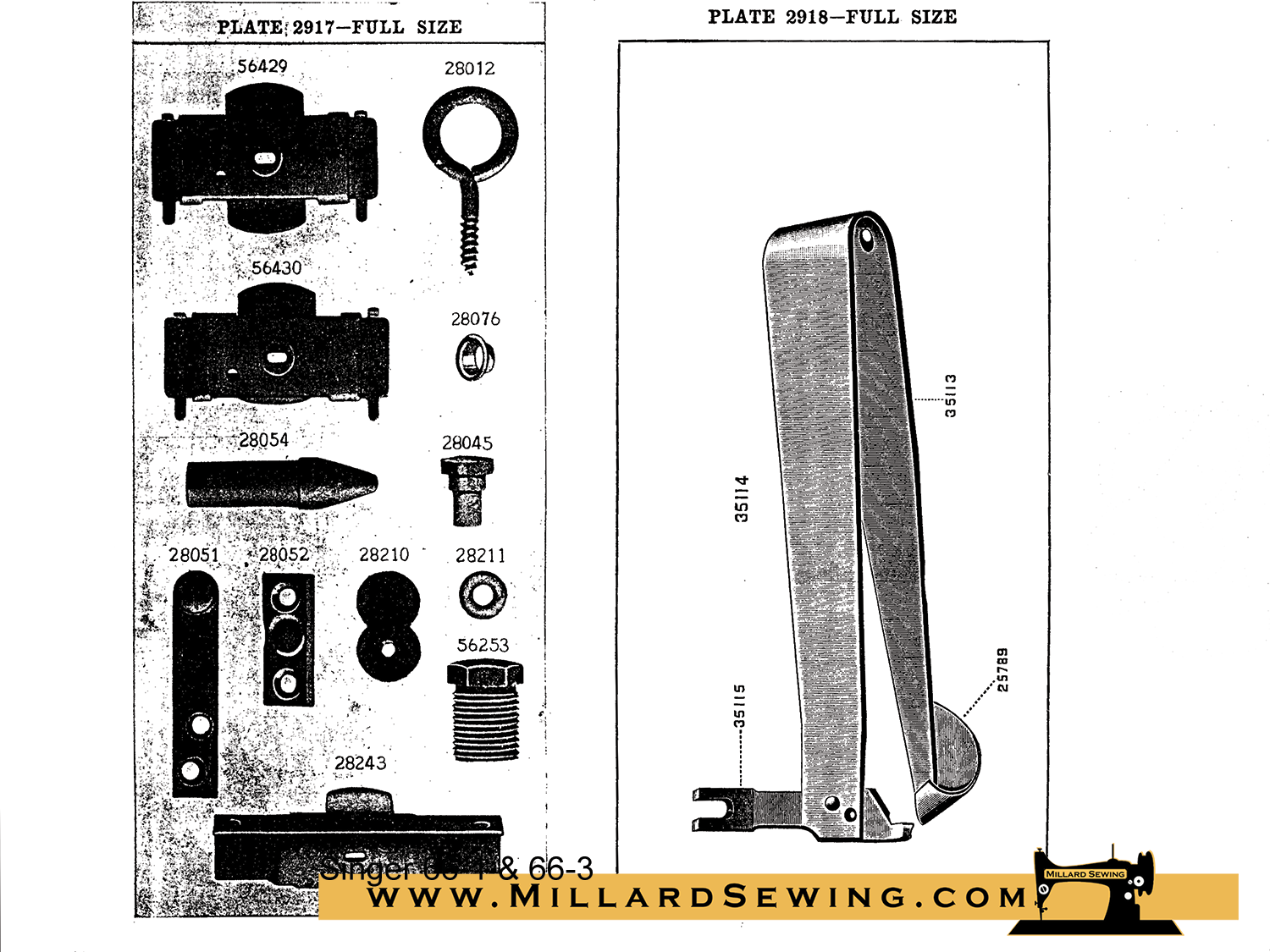 Singer 66one 66three Plate 2917 Plate 2918 – Millard Sewing Center