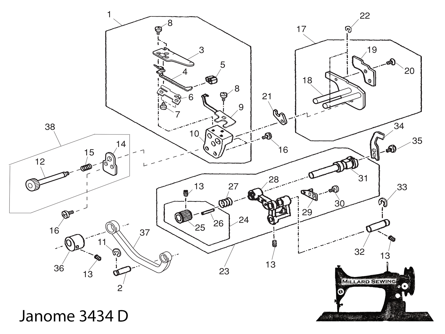 Janome 3434D Diagram 13 – Millard Sewing Center
